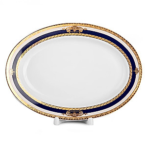 THUN Porcelain Dish Marie Antoinette Porcelain Serving Oval Dish for Fish Porcelain Dinner Platter for Appetizers Oval Serving Plate (9.45" (24 cm))