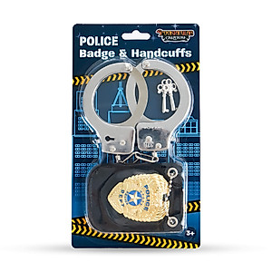 Spooktacular Creations Kids Police Pretend Play Toy Set, Officer Costume Accessories with Police Badge, Play Handcuff, Keys for Detective Dress Up, Role Play, Easter Stuffers, Birthday Party Favor