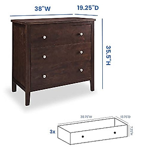 Delta Children Campbell 3 Drawer Dresser, Walnut Espresso