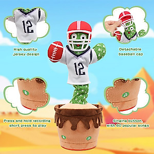 MIAODAM Dancing Football Cactus Toy, Singing, Talking, Record & Repeats What You say with 60 English Songs, Funny Eletronic Baby Toys