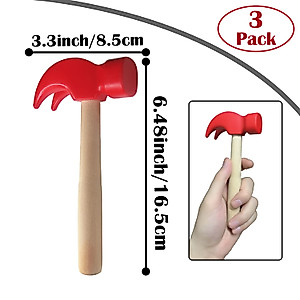 HEIPINIUYE 3 PCS Wooden Hammer Toys Simulation Hammers Maintenance Tools for Kids Children Birthday Party Games Supplies