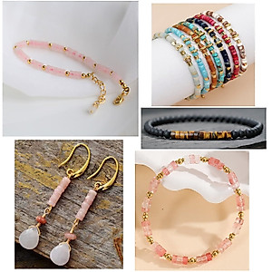 210PCS 3x6mm Natural Stone Beads Spacer for Jewelry Making,7 Colors Genuine Real Flat Round Loose Gemstone DIY for Bracelet Beading Making Kit (3x6mm,7 Color A)