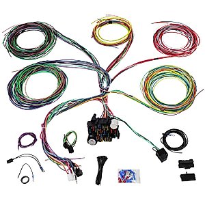 Universal 21 Circuit Wiring Harness Kit Extra Long Wire Standard Color 17 Fuses for GM Chevy Mopar Hotrods Ford Chrysler