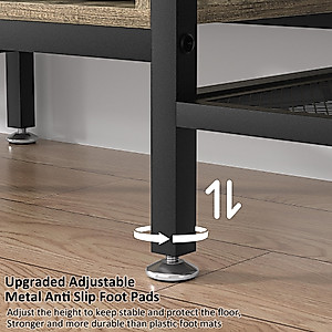 VECELO Industrial TV Stand for 65 Inch Television Cabinet 3-Tier Console with Open Storage Shelves, Entertainment Center Metal Frame for Living Room, Bedroom, 55 Inch, Grey