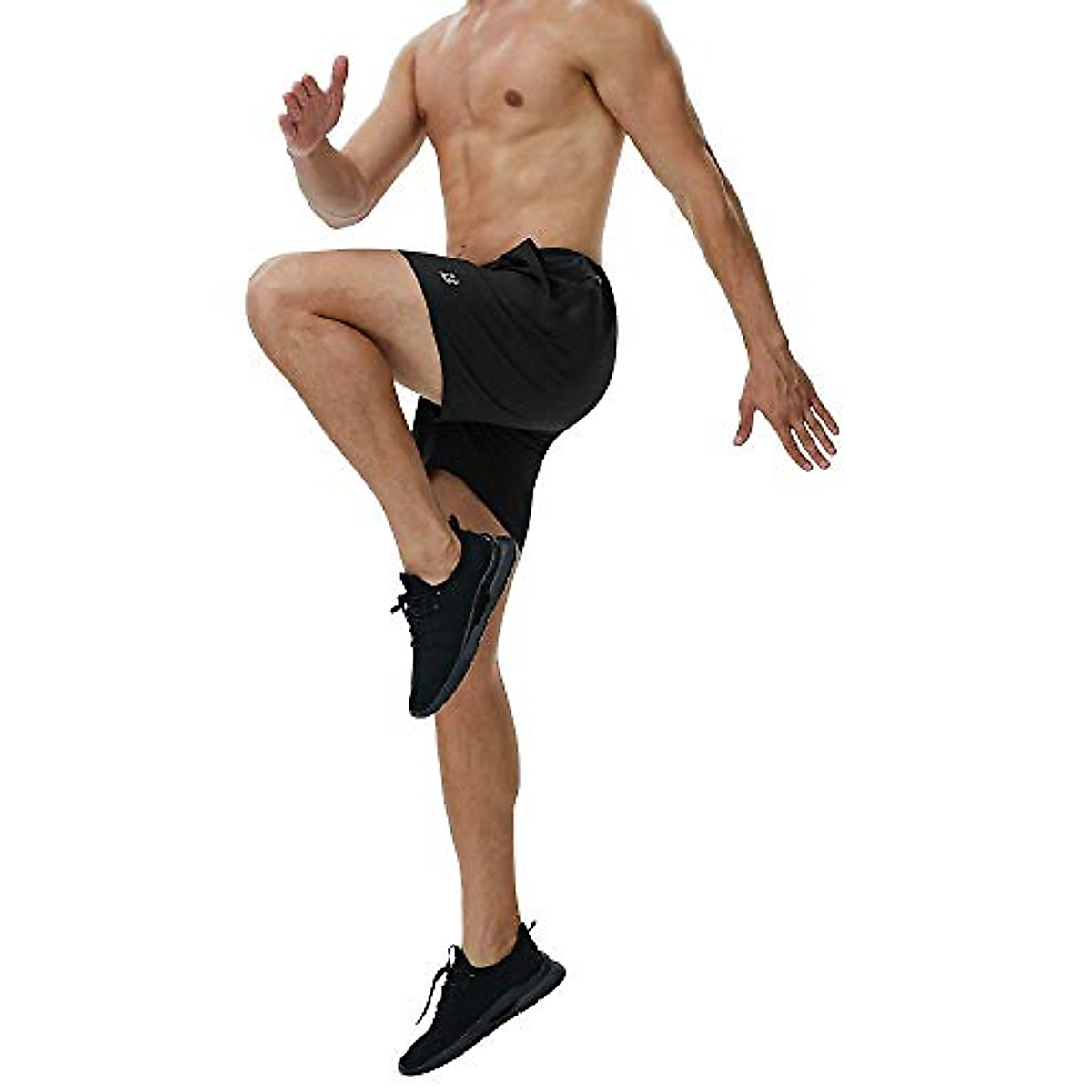 Roadbox Men's 5 Inch Running Athletic Quick Dry Shorts with Pockets for Workout Gym Exercise Black