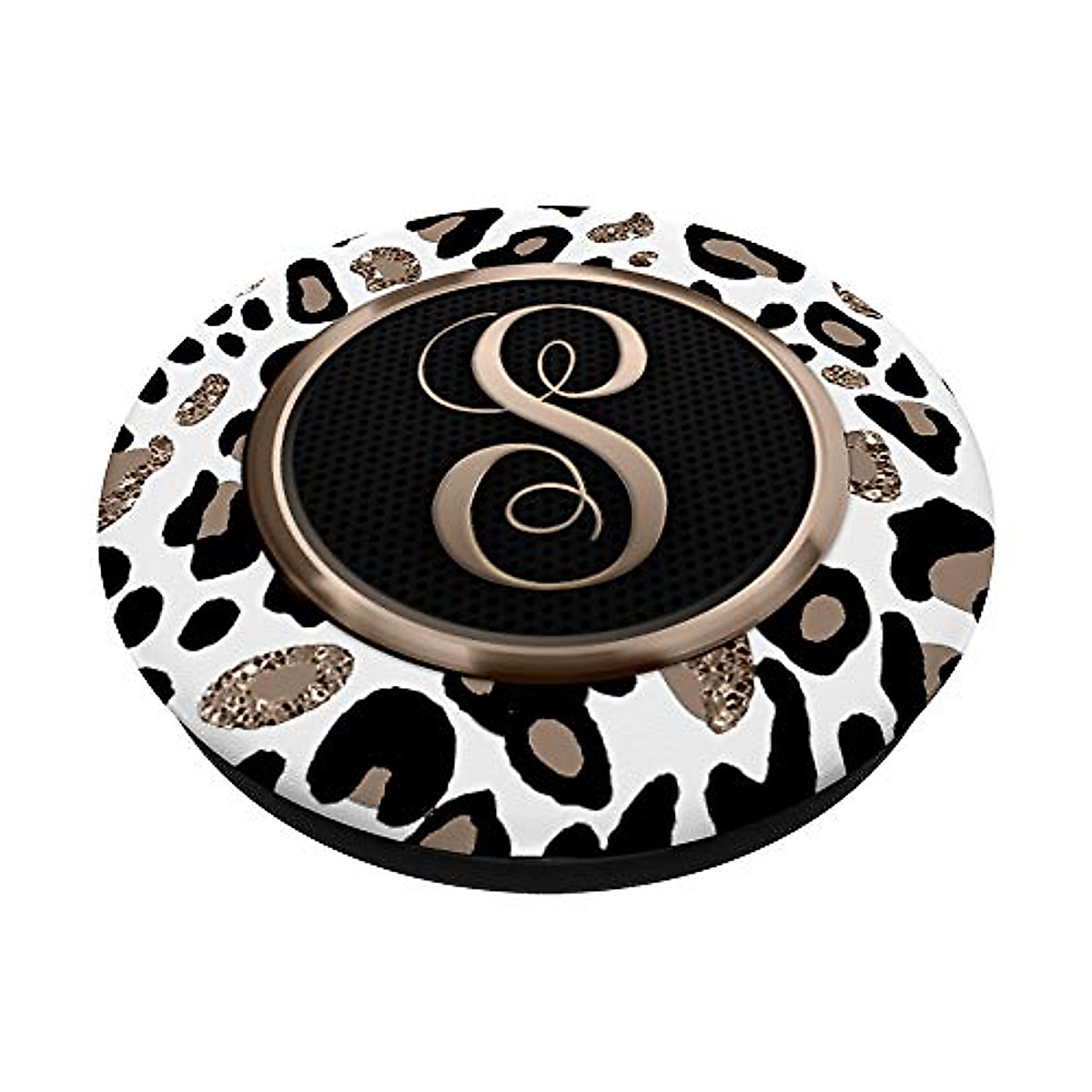 White Leopard Print Cheetah Monogram Initial "Letter S" PopSockets Swappable PopGrip