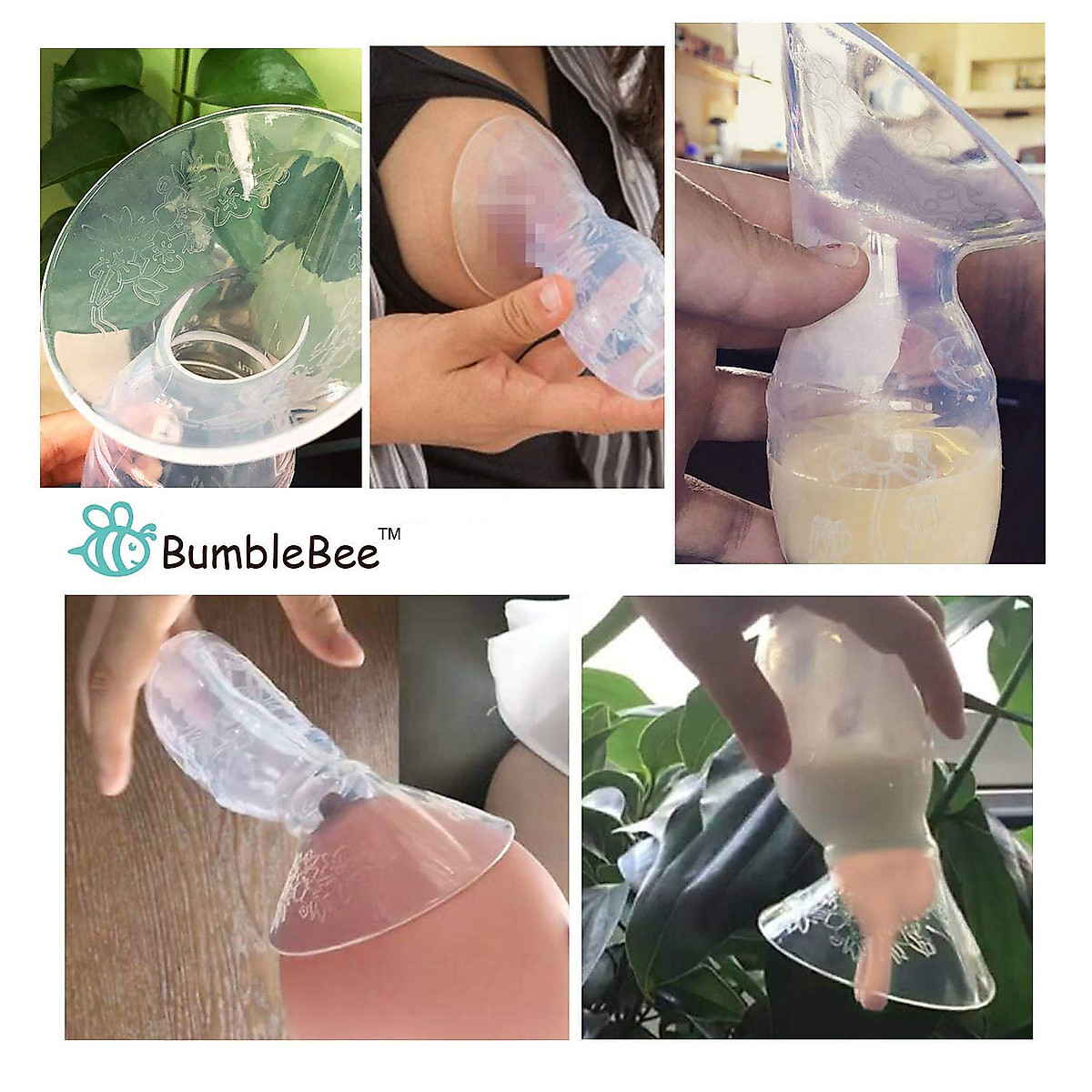 BumbleBee Manual Breast Pump with 2 Pack Breastfeeding Milk Saver Pink Star &Heart Stopper& lid in Gift Box Similar Breast Pump…