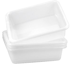 ZOENHOU 4 Pack 10 L Bus Tubs Plastic Bus Box Tote, White Commercial Plastic Bus Box Tote Box, Wash Basin Tote Box for Pantry Washing Dishes, 5 Inch Deep