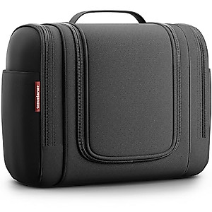 Travelaner [NEW] Hanging Toiletry Bag [Design 2023] for Women & Men, Quality Make Up & Travel Cosmetic Bag, Water Repellent, 7+ Liters of Storage Space, Large Side Pockets & Sturdy Zippers (Black)