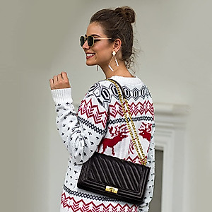 Anna&Yoyo Quilted Crossbody Bags for Women, Lightweight PU Leather Lady Shoulder Purses, Trendy Designer Shoulder Bag with Chain Strap…