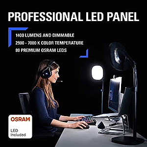 Elgato Key Light Air - Professional 1400 lumens Desk Light for Streaming, Broadcasting, Home Office and Video Conferencing, Temperature and Brightness app-adjustable on Mac, PC, iOS, Android