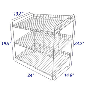 FixtureDisplays® 24" Wide X 14.9" Deep X 23.2" Tall 3-Open-Shelf Wire Rack for Countertop Chips Snack Book Display Organizer Concession Theatre Kitchen Pantry Stand White 19396-WHITE-2D