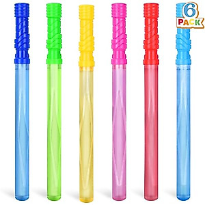 JOYIN 14.6’’ Big Bubble Wands for Kids, 1 Dozen Bubble Wand Bulk with Bubbles Refill Solution for Summer Toy Party Favor, Outdoors Activity, Easter Basket Stuffers, Birthday Gift