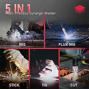 YESWELDER Plasma Cutter Welder Combo Gas MIG/Gasless MIG/Lift TIG/Stick/CUT 5 in 1 Welding Machine FIRSTESS MP200 Multi Process Welder