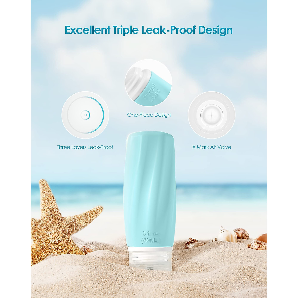 Morfone Travel Bottles Set for Toiletries, TSA Approved Travel Size Containers Leak Proof Refillable Liquid Silicone Squeezable Travel Accessories for Shampoo Conditioner Lotion