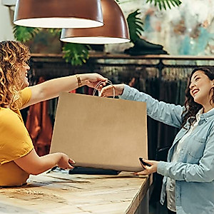 SHOPDAY Brown Paper Bags with Handles 16x6x12, 25 Pack Large Kraft Paper Bags Bulk, Tote Bags Shopping Bags, Paper Gift Bags, Retail Bags Merchandise Bags for Grocery Business Takeouts