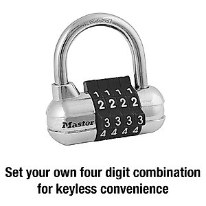 Master Lock Set Your Own Combination Padlock, Gym Locker Locks with Code for Securing Indoor Valuables, Color May Vary, ‎1523D
