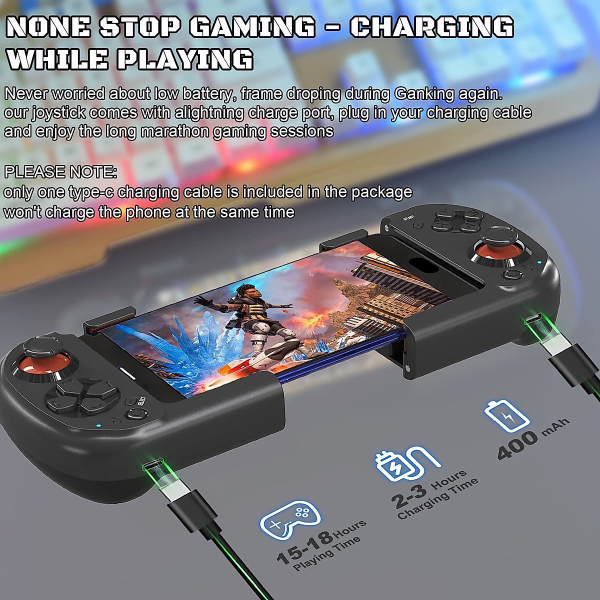 Mobile Gaming Controller for iPhone iOS Android Wireless Gamepad Joystick - One-Handed Mobile Gamepad - Magnetic Storage - Call of duty- Direct Play