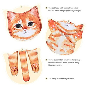 Cat Gifts-Cat Funny Hand Towels for Bathroom Kitchen,Funny Hanging Towel Decor Washcloths,Cute Cat Decor,Cat Gifts for Cat Lovers,Towels Absorbent Soft ,Housewarming Gift(Ginger Cat)