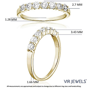 Vir Jewels 3/4 cttw Diamond Wedding Anniversary Band for Women, Round Diamond Engagement Ring 14K Yellow Gold 7 Stones Prong Set, Size 8