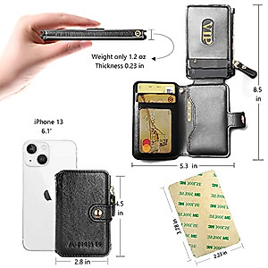 M-Plateau Small Wallet for Women Large Capacity with ID Window, Phone Wallet with 3M Adhesive Card Holder for Phone Case (Compatible with Most Smartphones) (Black)