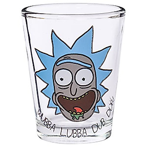Silver Buffalo Rick and Morty Character Phrases 4-Pack Mini Glass Set, 1.5-Ounce