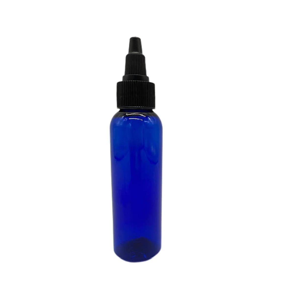Natural Farms 2 oz Blue Cosmo Plastic Bottles -12 Pack Empty Bottle Refillable - BPA Free - Essential Oils - Aromatherapy | Black Twist Top Cap - Made in the USA