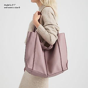 The Sak Los Feliz Large Tote Bag in Leather, Lined Purse with Single Shoulder Strap, Rosewood