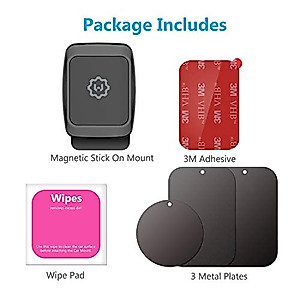 WixGear (2 Pack Universal Stick On Dashboard Magnetic Phone Car Mount, for Cell Phones and Mini Tablets with Fast Swift-snap Technology, (Newer Bigger Model)