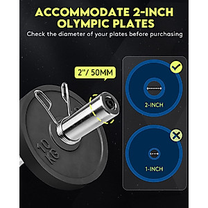 HIRALIY 47" Olympic EZ Curl Barbell Bar for 2-inch Weight Plates Curling Lifting Bicep Curl, 2 Spring Collars Included (Chrome)