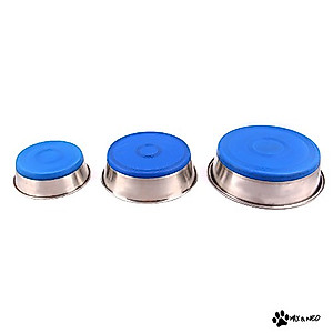 Max and Neo Heavyweight Non-Skid Rubber Bottom Stainless Steel Dog Bowl - We Donate a Bowl to a Dog Rescue for Every Bowl Sold (Medium - 50oz - 8" Diameter)