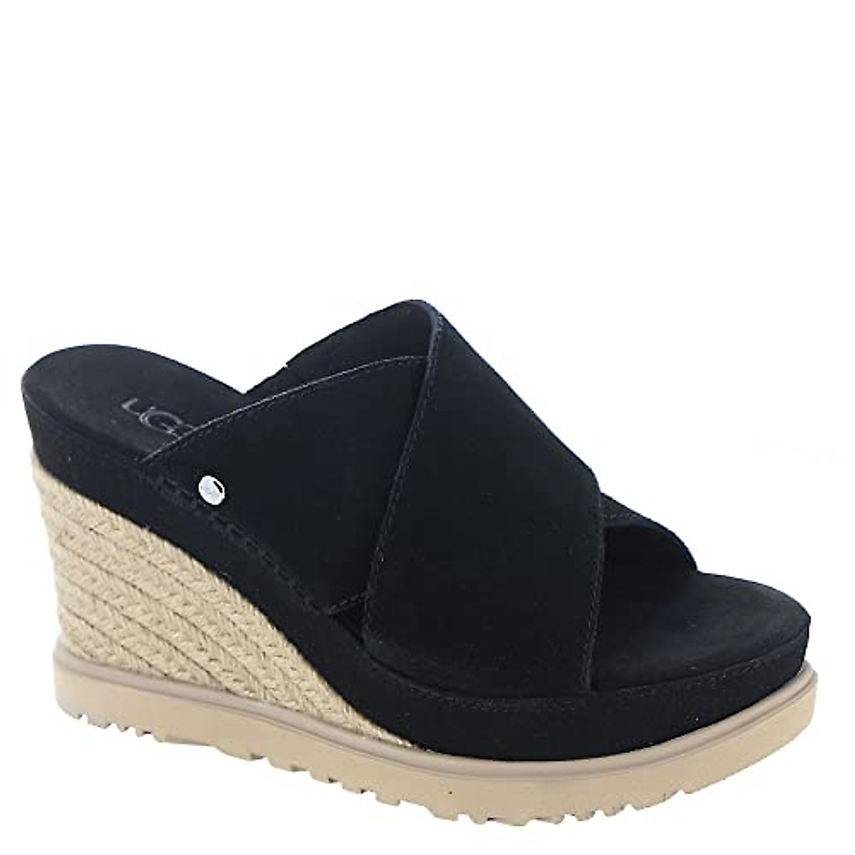 UGG Women's Abbot Slide Wedge Sandal, Black, 9