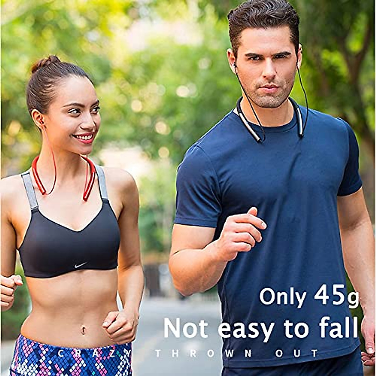 ESSONIO Bluetooth Headphones Wireless Earbuds Neckband with mic Noise Cancelling Wireless Headset 400 Hours Standby timefor Sports (Red)