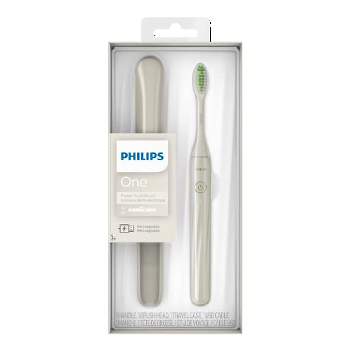 Philips One by Sonicare Rechargeable Toothbrush, Snow, HY1200/07, 1 Pack