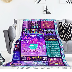 Robadyme 9 Year Old Girl Birthday Gift Ideas Throw Blanket, 9th Birthday Gifts for Girls, Happy 9th Birthday Decorations, Best Birthday Gifts for 9 Year Old Girls Daughter Bestie Sister 50" x 60"
