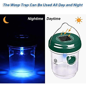 outtkitywi Wasp Traps for Hunting Wasps, Bees, Hornets, Insects, Yellow Jacket Traps, Wasp Trap Catcher, Reusable Solar Powered Hanging for Outdoor, 2 Packs