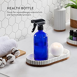 Blue Cobalt Glass Spray Bottles, 16-Ounce (2-Pack) Refillable Glass Sprayer Container with Durable Leakproof Trigger Sprayer Mist/Stream/Lock for Cleaning Products, Essential Oils, Aromatherapy, Water