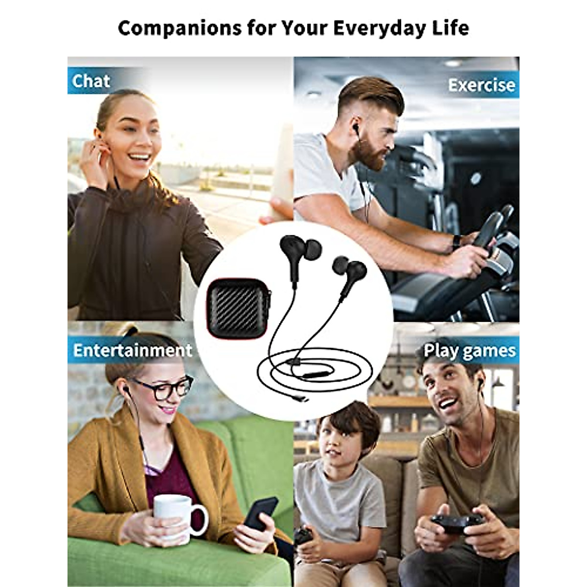 TITACUTE USB C Headphone for Samsung S23 S22 S21 S20 A53 A54 Wired Earbuds Magnetic in-Ear Type C Earphone with Microphone Volume Control Bass Stereo Noise Canceling Galaxy Z Flip Pixel 6 6a 7 OnePlus