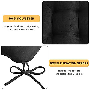 Detiblue Kitchen Counter Barstool Cushions Set of 2, 14"x14" Dinning Chair Cushions with Ties, Tufted Bar Stool Cushions for Indoor Dining Chair, Kitchen Stools, Barstools - Black
