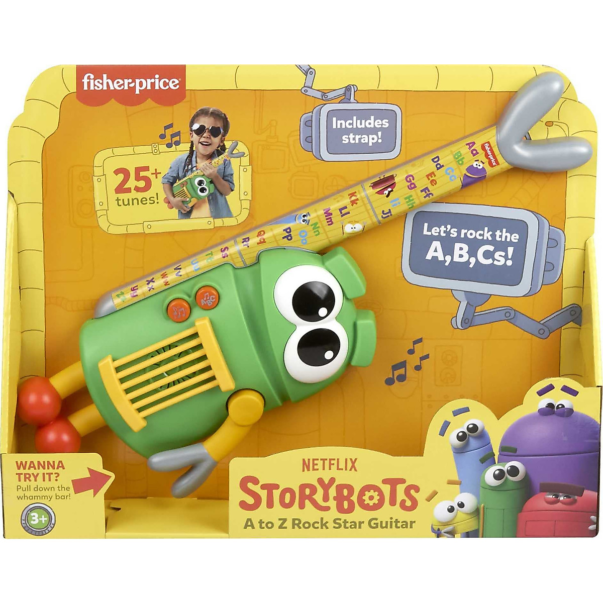 Fisher-Price StoryBots A to Z Rock Star Guitar, Pretend Musical Instrument Learning Toy That Teaches The Alphabet for Preschool Kids Ages 3 Years & up