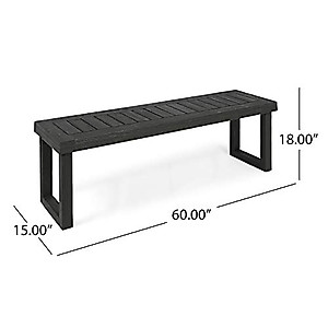 Christopher Knight Home Kemp Outdoor Acacia Wood Bench, Gray Finish, Sandblast Dark Grey