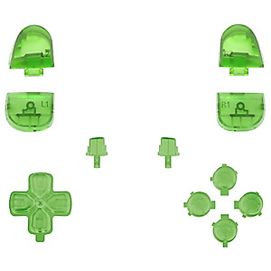 eXtremeRate Replacement D-pad R1 L1 R2 L2 Triggers Share Options Face Buttons, Clear Green Full Set Buttons Compatible with ps5 Controller BDM-030 BDM-040 BDM-050 - Controller NOT Included