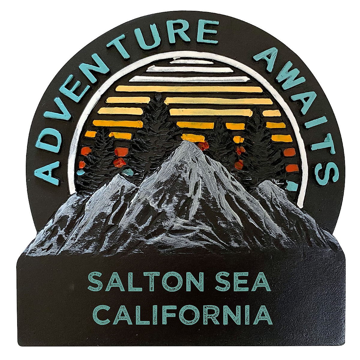 R and R Imports Salton Sea California Hand Painted Resin Refrigerator Magnet 3-Inch Approximately Adventure Awaits Design