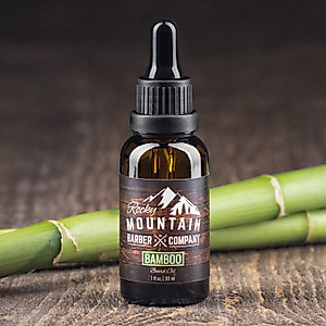 Rocky Mountain Barber Company Men's Bamboo Beard Oil with Grapeseed Oil, Coconut Oil, Argan Oil and Bamboo Scent