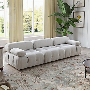 WJShome Modular Sectional Sofa,103.95 inch Convertible Sofa Couch,Velvet 3 Seater Minimalist Couch for Living Room, Modern Large Free Combination Sofa,Beige