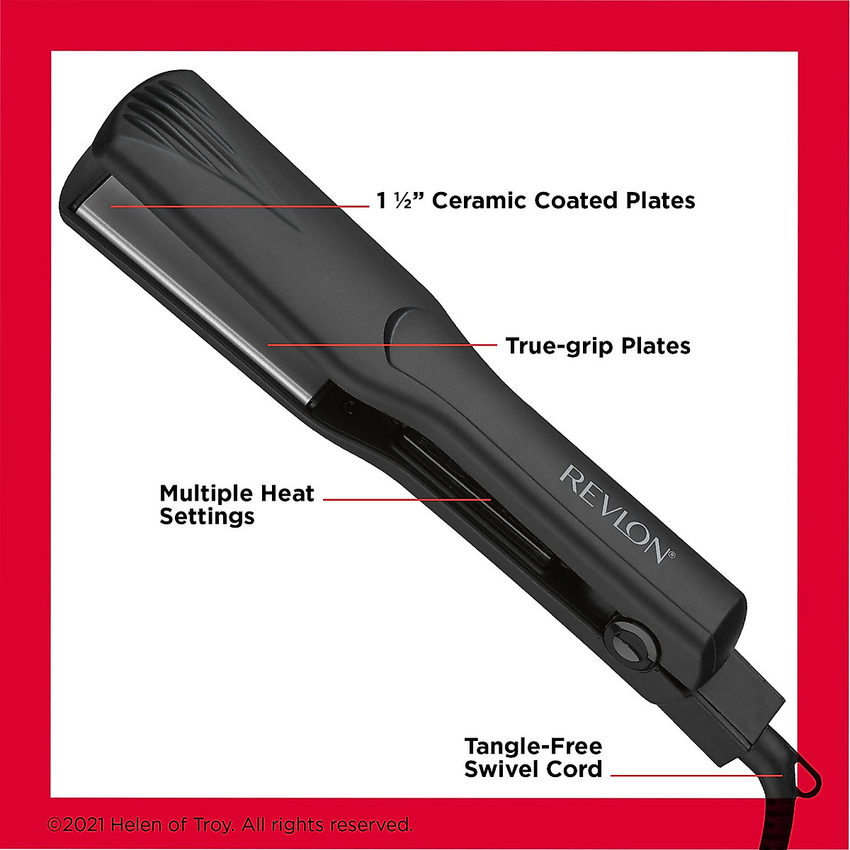 Revlon Smooth and Straight Ceramic Flat Iron | Fast Results, Smooth Styles,1.5 Inch (Pack of 1)