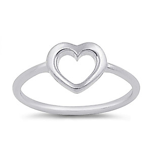 Women's Heart Simple Cute Promise Ring New .925 Sterling Silver Band Size 9