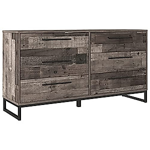 Signature Design by Ashley Neilsville Industrial Butcher Block Style Dresser, Natural Pallet Brown