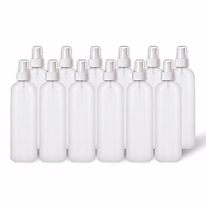 MoYo Natural Labs 4 Oz Fine Mist Spray Bottles Empty Travel Containers, Bpa Free Hdpe Plastic for Essential Oils & Liquids/Cosmetics (neck 20-410) (Pack Of 12, Translucent Hdpe White Spray)