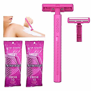 2 Packs 20 Ct Women's Razors Disposable Twin Blade Hair Removal Shaver Pink